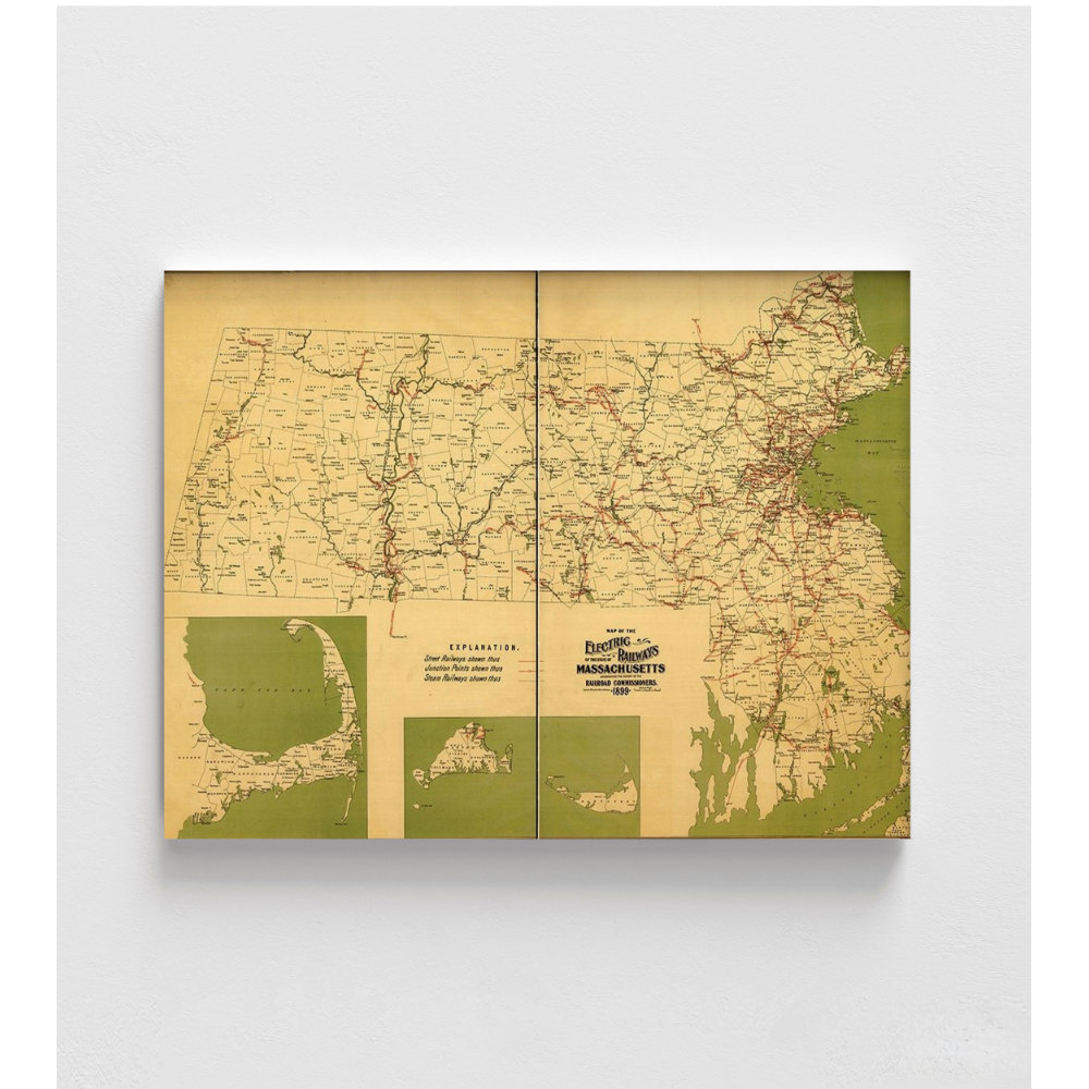 WeFrameArt Massachusetts Electric Railways 1899, Antique Massachusetts ...