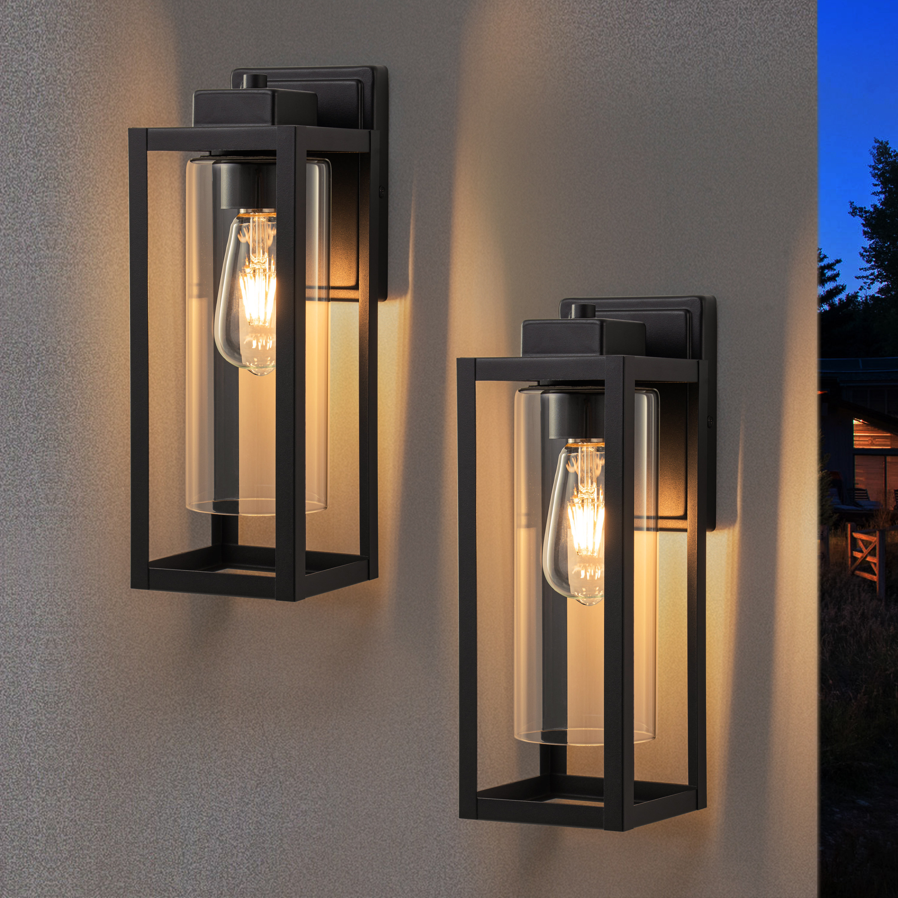 Ebern Designs 14 In. 1-light Matte Black Outdoor Wall Lantern Sconce ...
