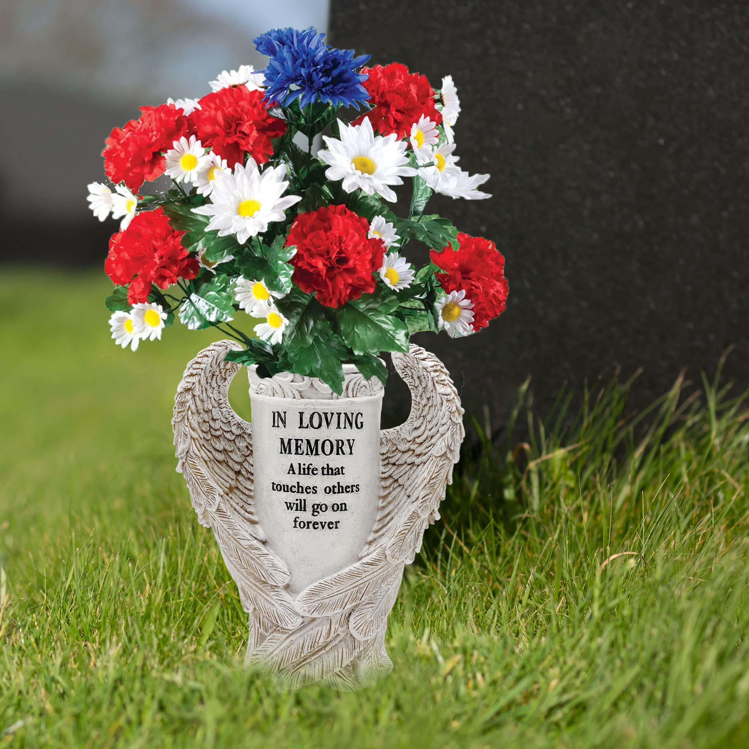 Trinx Grave Decorations For Cemetery, Angel Wings Vases With Spikes For ...