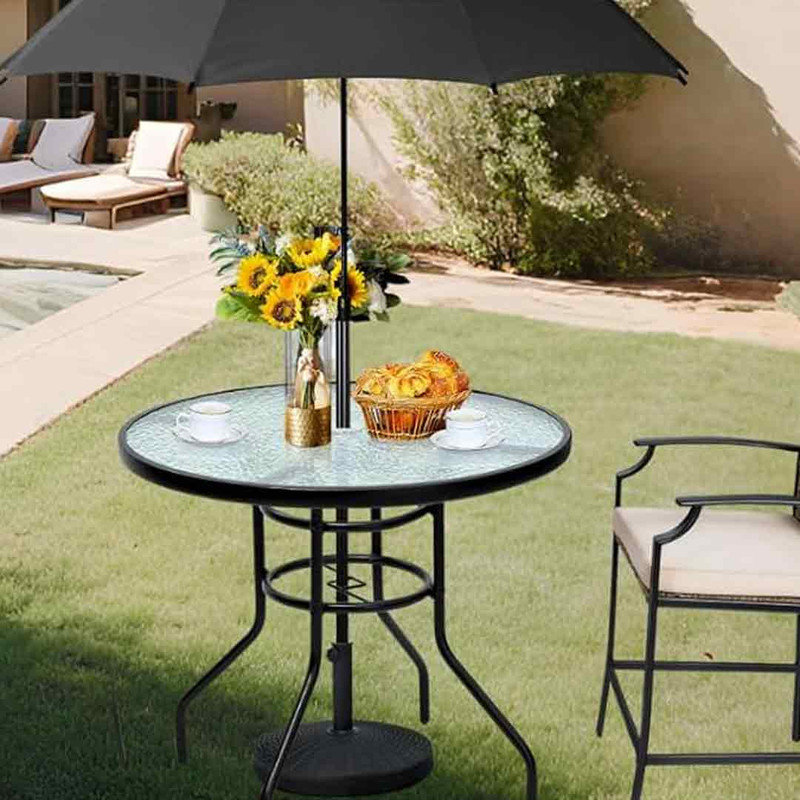 Red Barrel Studio 32 Inch Round Patio Table, All-Weather Bistro Table w ...