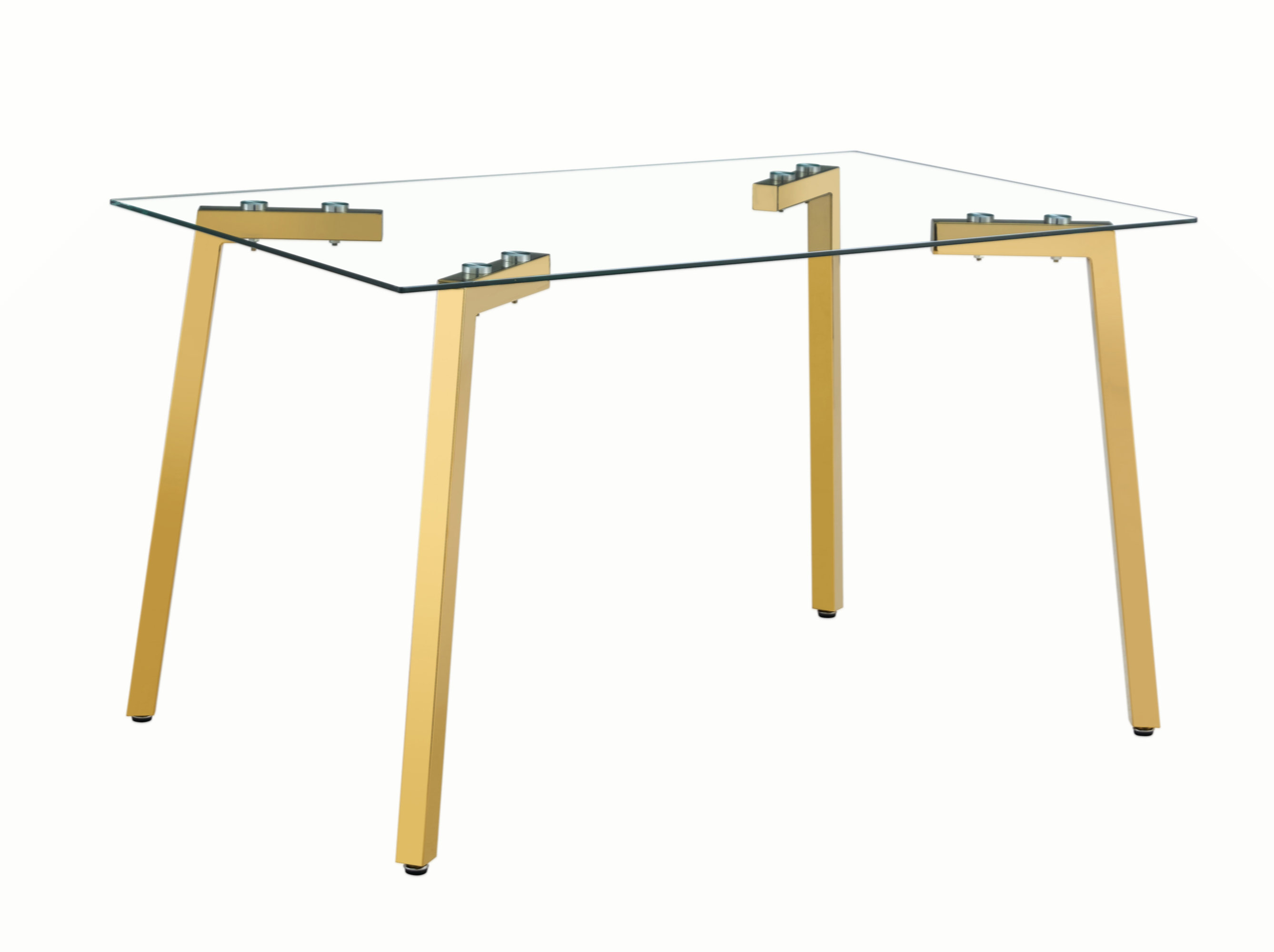 Wrought Studio™ Glass Dining Table Transparent, 130*80* 8MM Golden LEG ...