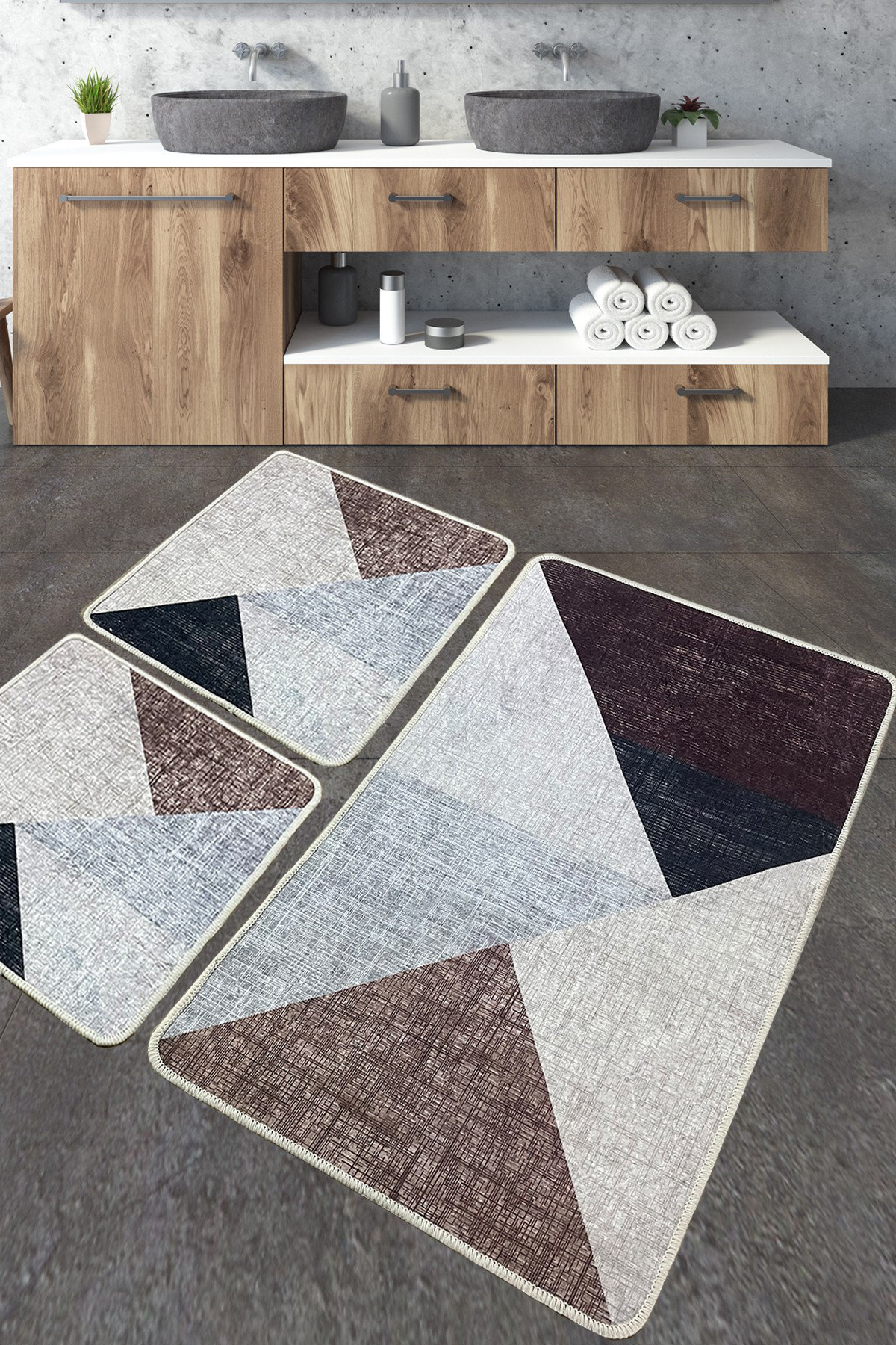 East Urban Home Owasso Geometric 3 Piece Bath Rug Set | Wayfair