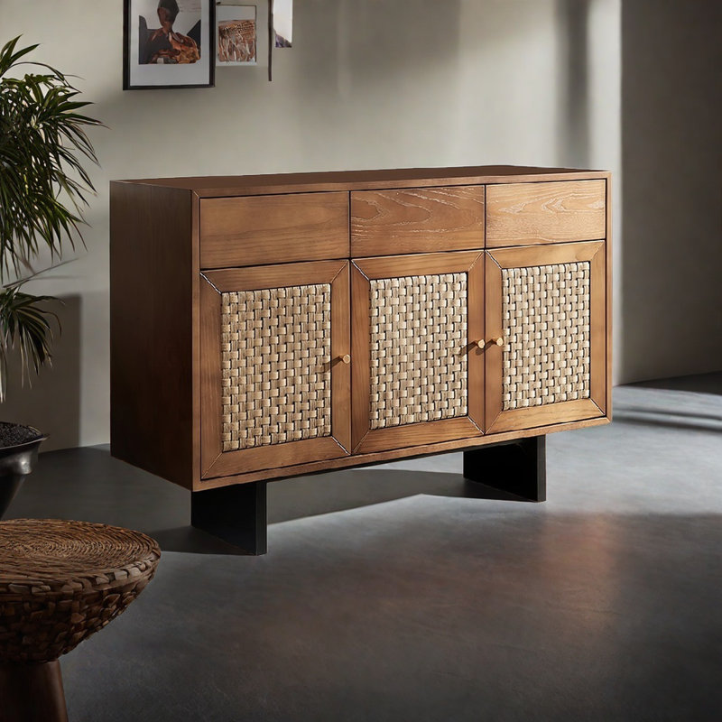 Licalilo Modern Bedroom Storage Cabinet Cane Weave | Wayfair