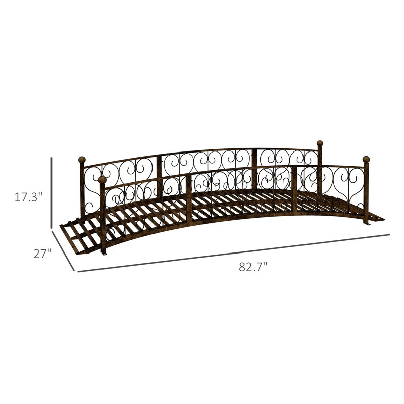 Outsunny 7' Metal Arch Garden Bridge Arc Footbridge with Side Railings ...