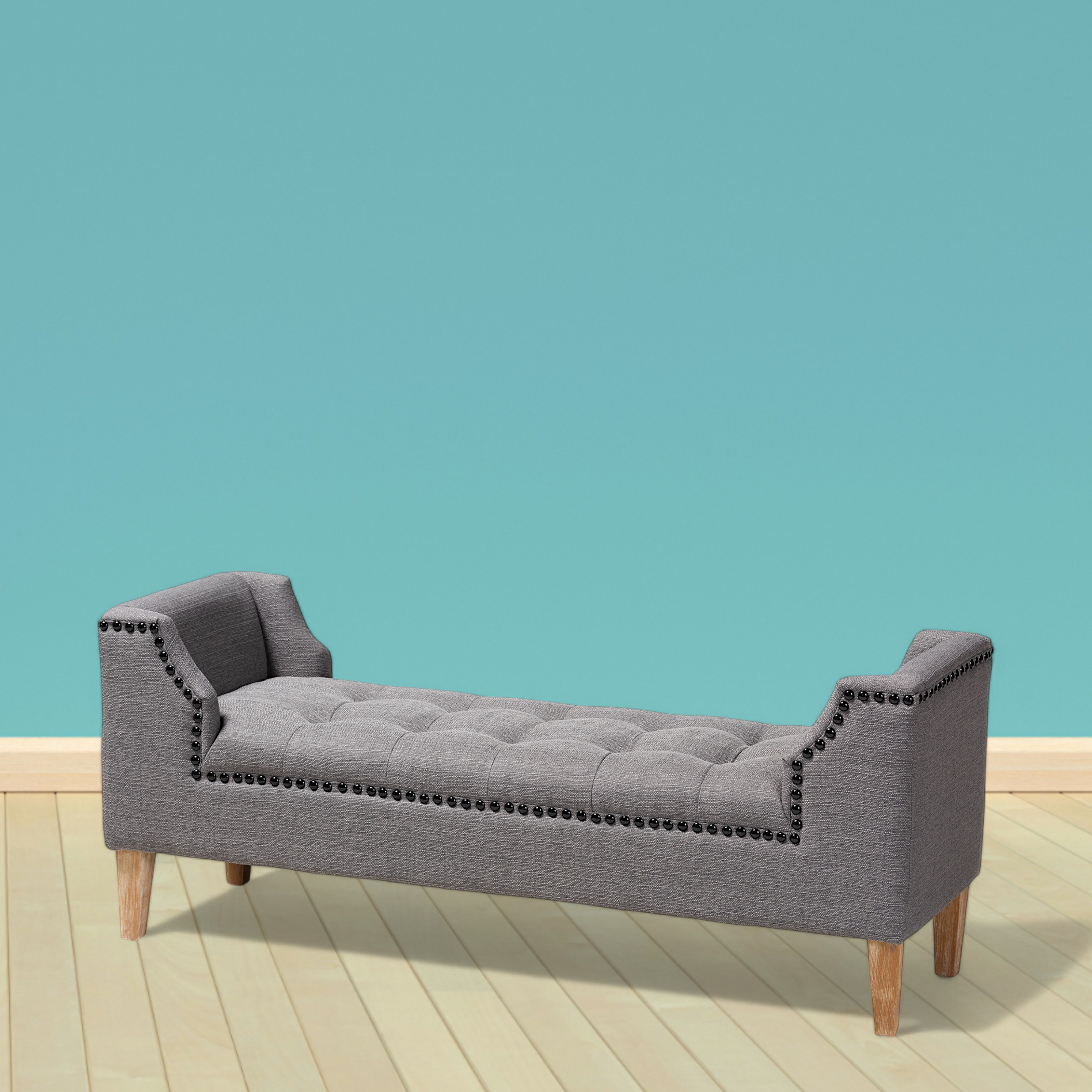 House of Hampton® Rampart Bench with Royal Blue Velvet Fabric ...