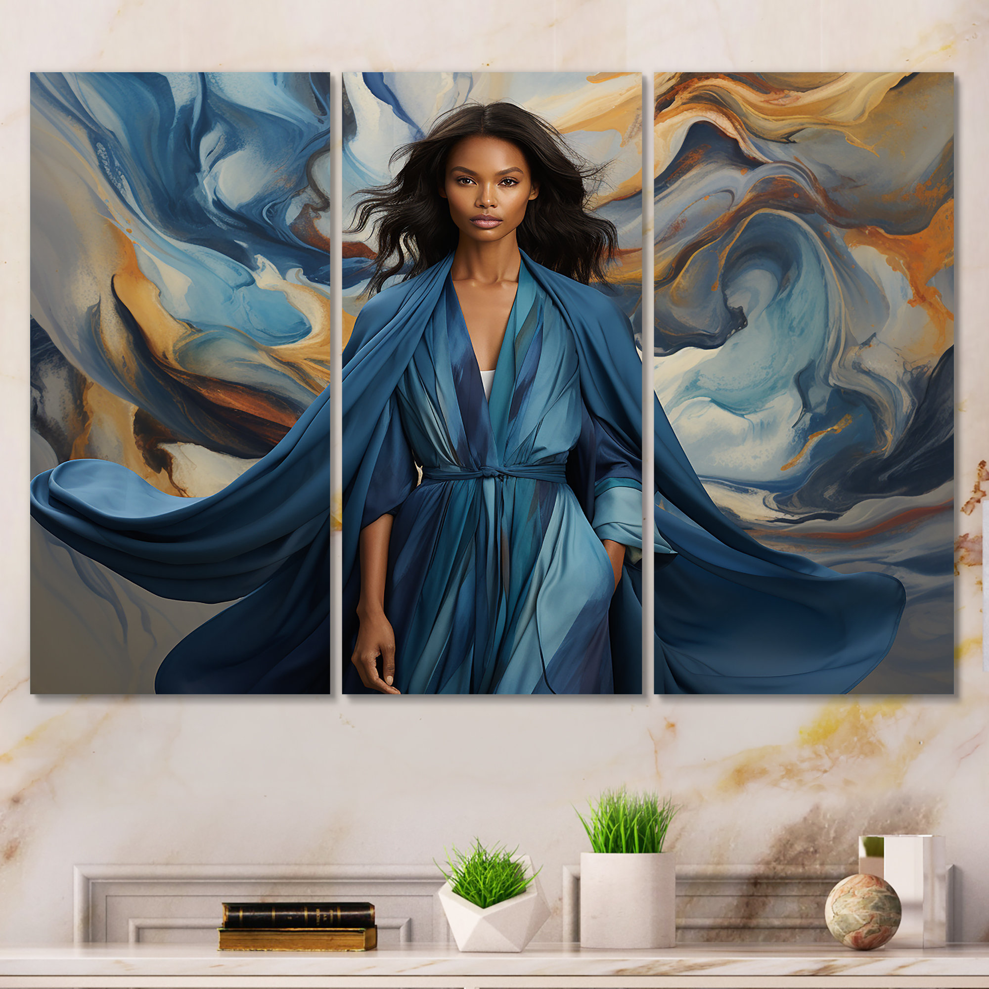 Red Barrel Studio® Blue And White Oceanic Fashion Couture - Wall Art ...