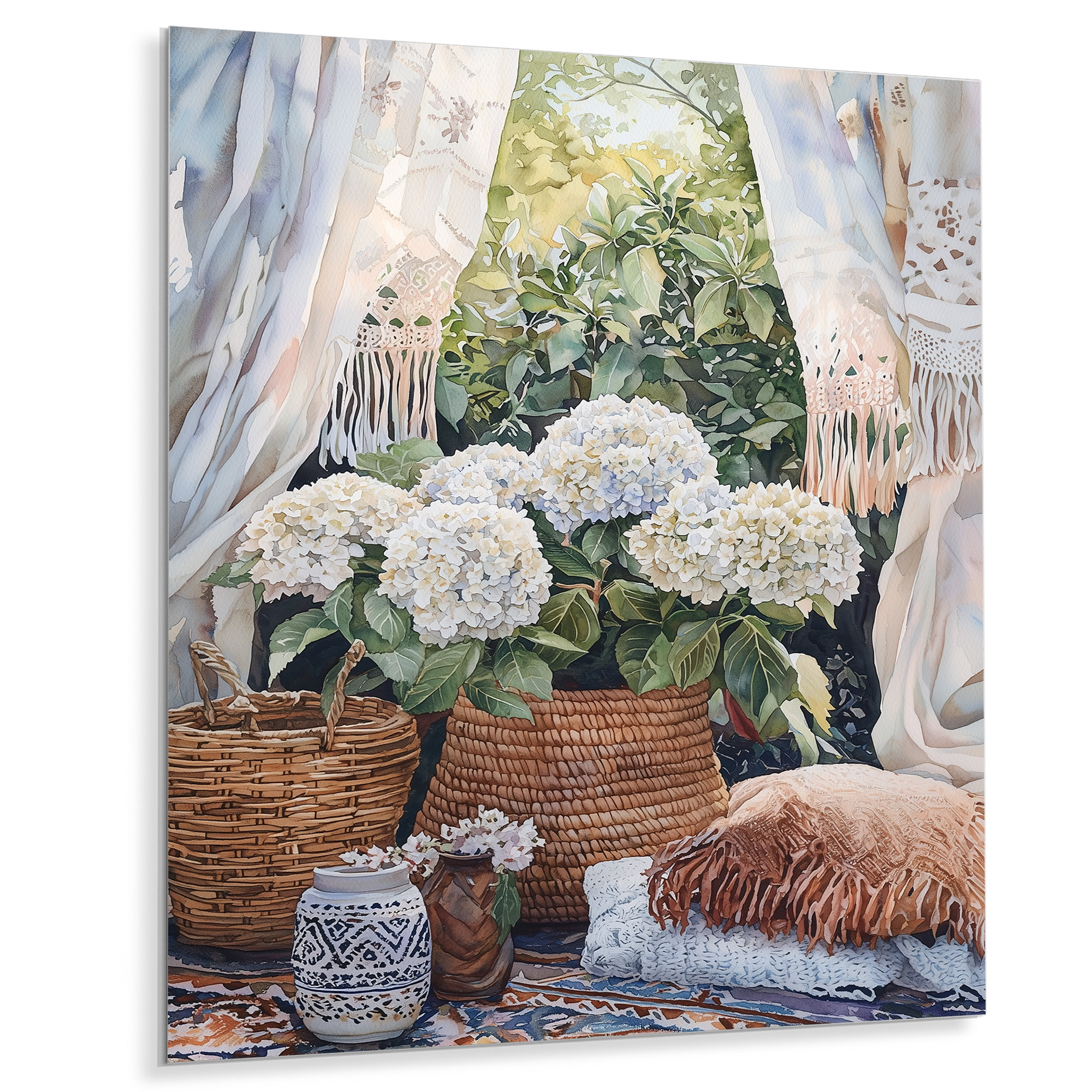 August Grove® Boho Hydrangeas By The Boho Tent I - Hydrangea Metal Wall ...