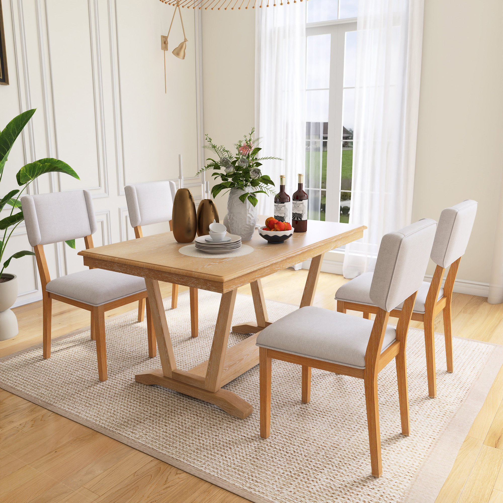Lark Manor™ 5-Piece Wood Top Rustic Dining Table Set | Wayfair