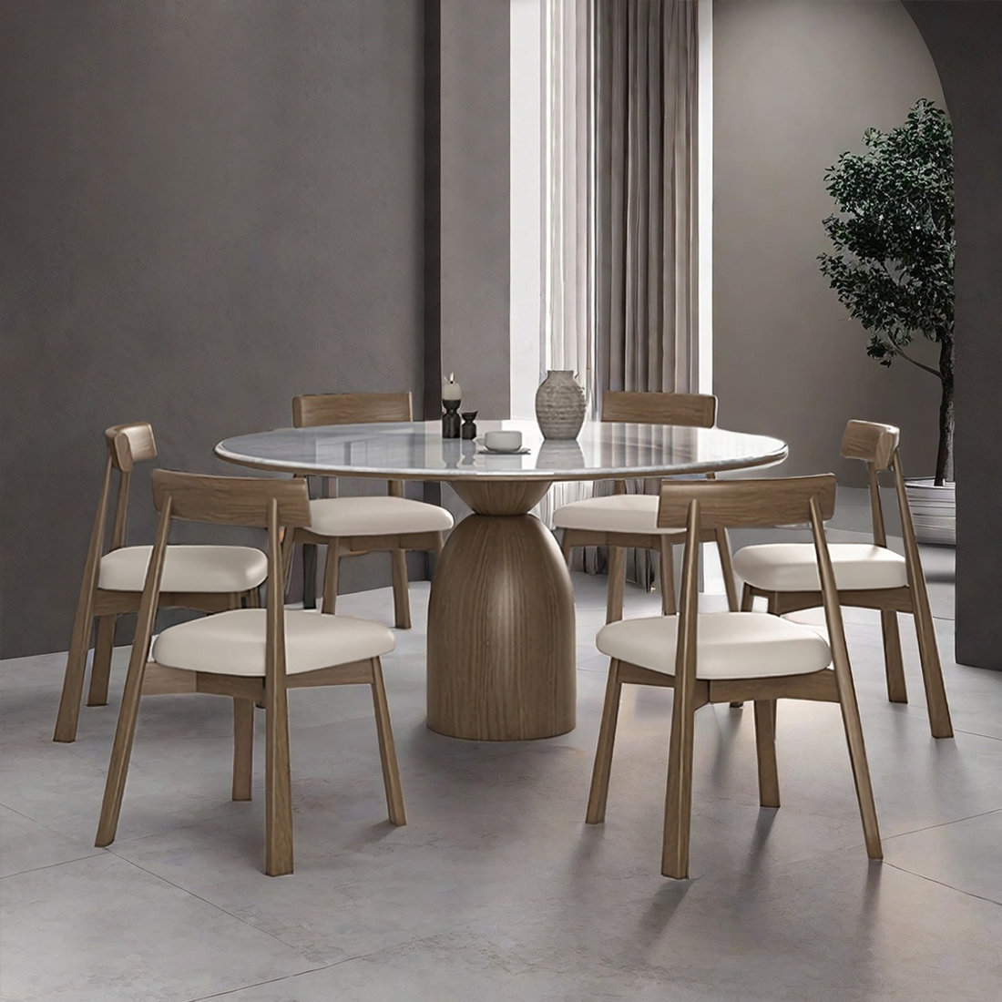 ALLNICEDT Simple Microlite Stone Wood Dining Table Sets. | Wayfair
