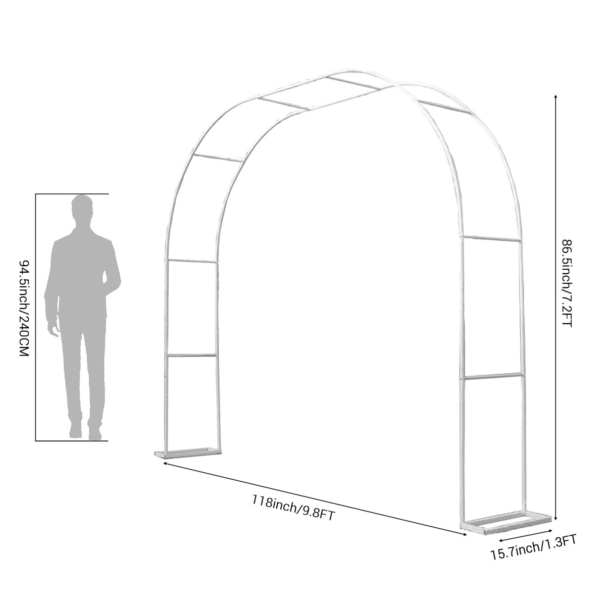 Latitude Run® Garden Arch Arbor, White Metal Garden Arch Trellis Flower ...