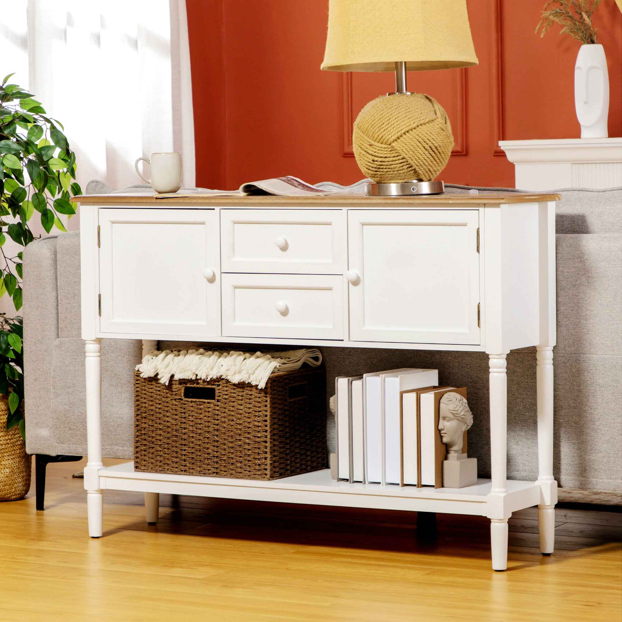 August Grove Console Table, Entryway Table With Drawers, Cabinets And ...