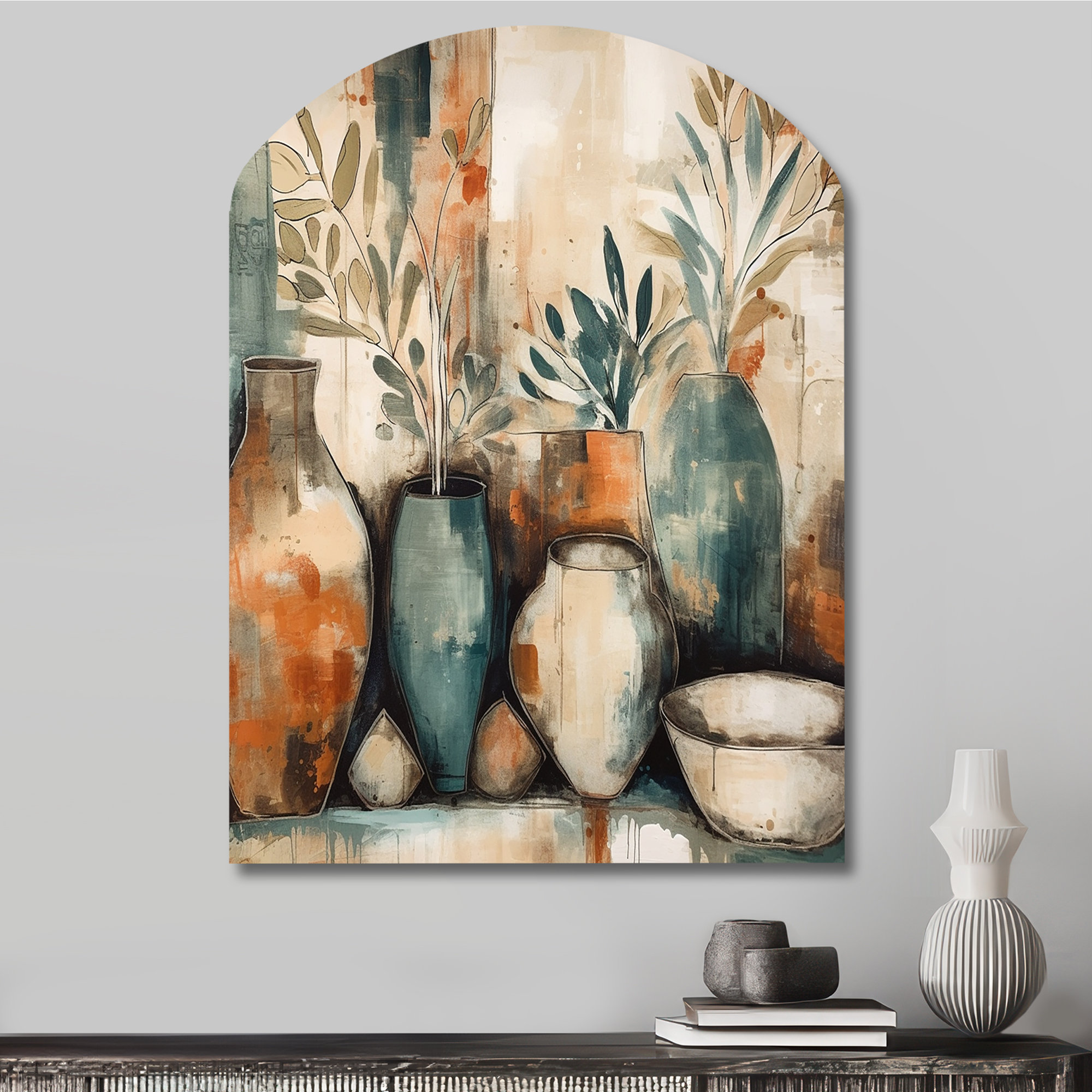 Design Art Orange And Green Channeling Bohemian Vibes - Boho Feather ...