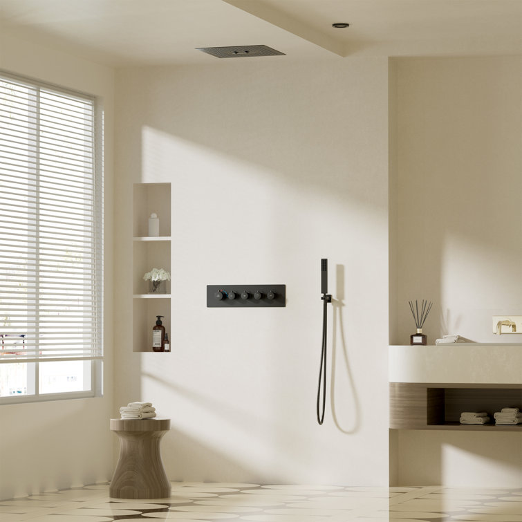 CASAINC Camino 4-Function Luxury 16 Inch Thermostatic Rain Shower Set ...