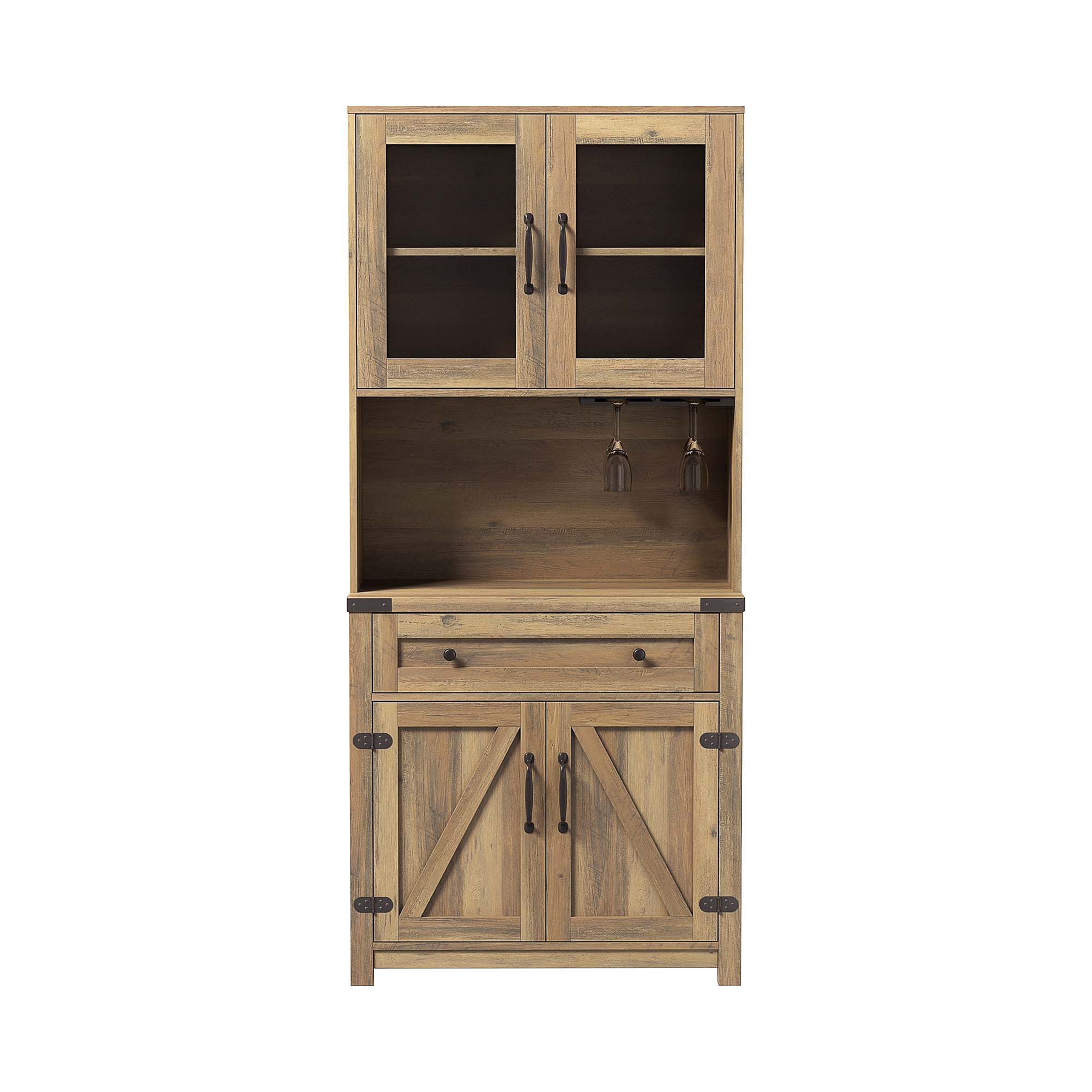 Gracie Oaks Modern Farmhouse Double Barn Door Accent Bar Cabinet With ...