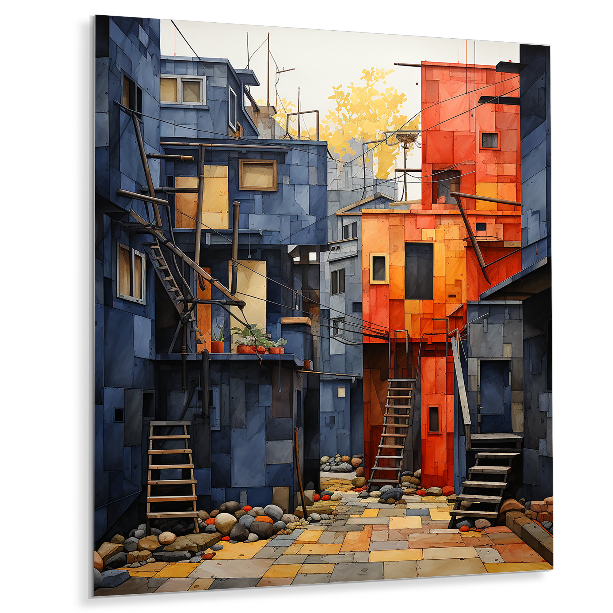Winston Porter Cityscape Alleyway Patchwork II - City Metal Wall Decor ...