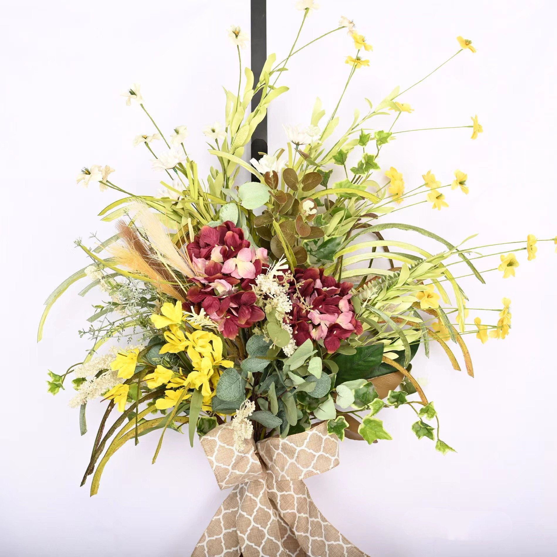 Primrue Artificial Wildflowers Hydrangea Bundle Door Swag | Wayfair