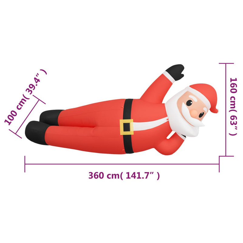 The Holiday Aisle® Christmas Inflatable Lying Santa LED 63" | Wayfair