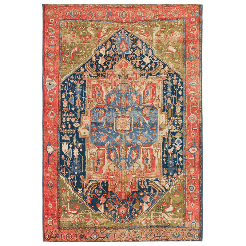 Andover Mills™ Fogg Geometric Orange/Navy/Light Green Area Rug | Wayfair