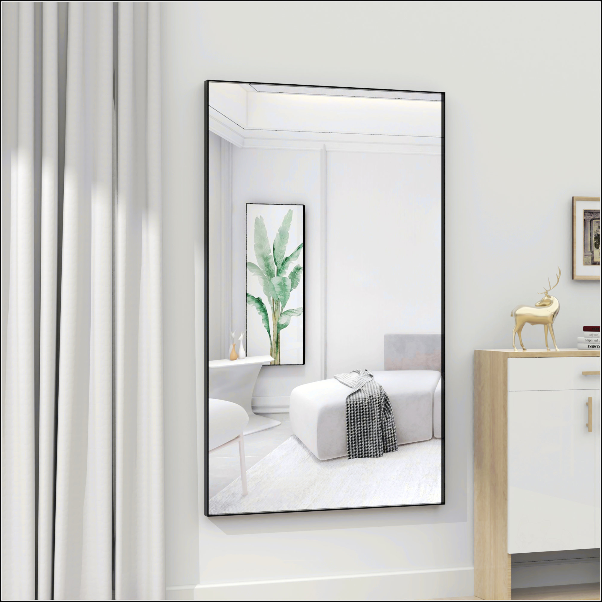 Hokku Designs 60"X40" Oversized Modern Rectangle Bathroom Mirror With ...