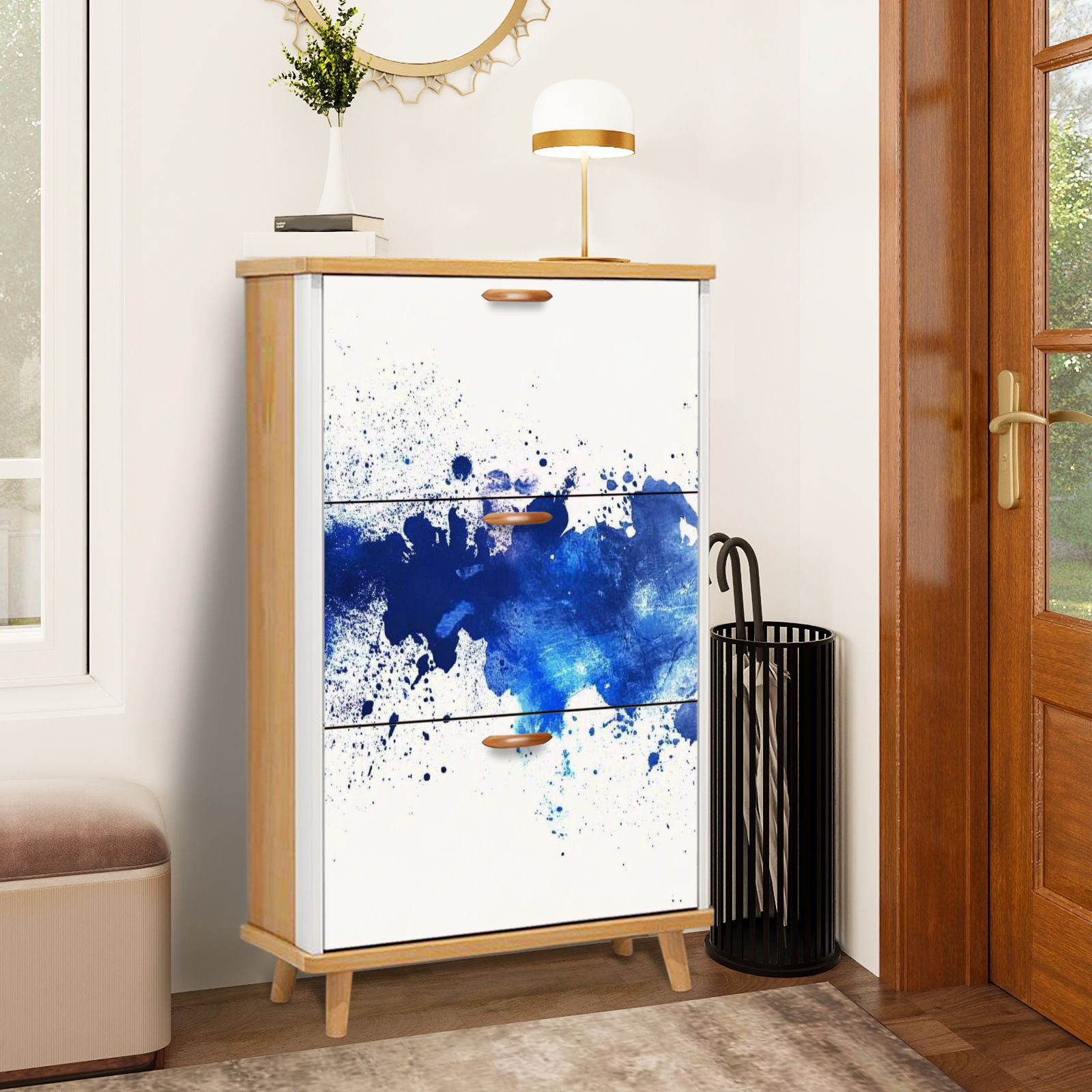 East Urban Home Shoe Storage Cabinet with 3 Flip Drawers for abstract ...