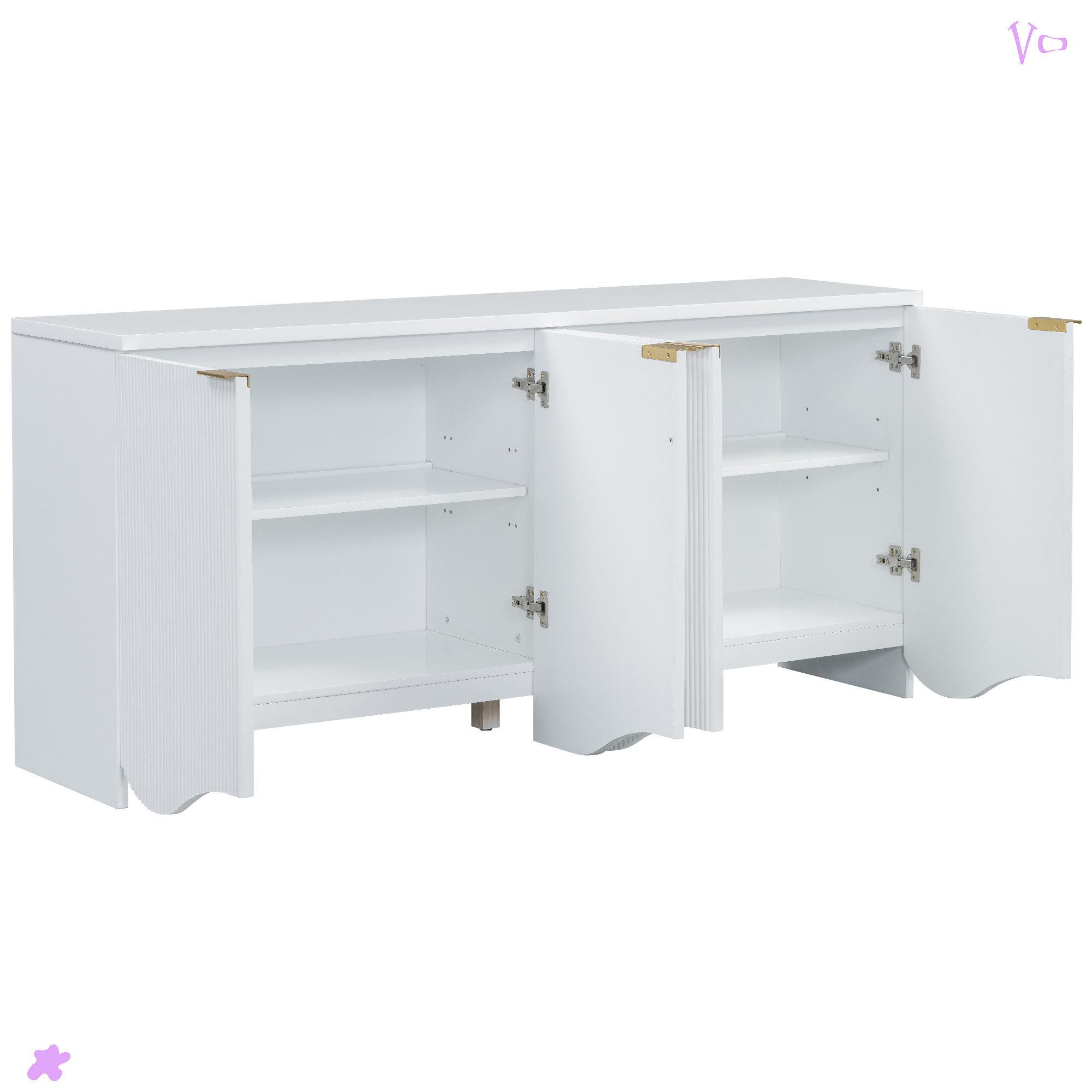 Latitude Run® Vertical Stripes And Wavy Design Of A Four-Door Cabinet ...