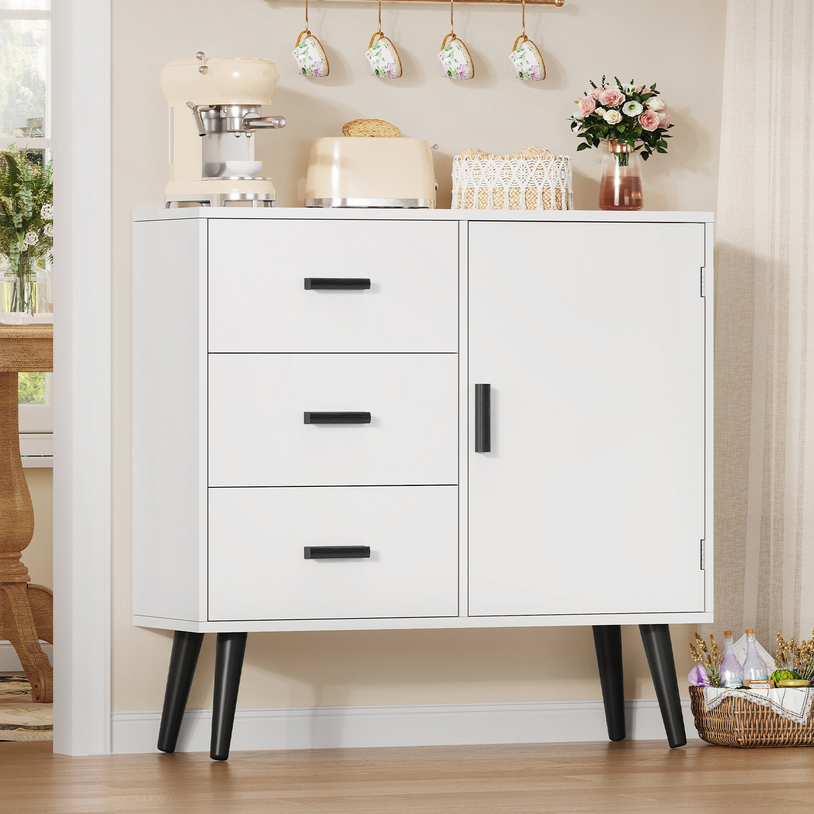Corrigan Studio® Floor Storage Cabinet with Door & 3 Drawers & Reviews ...
