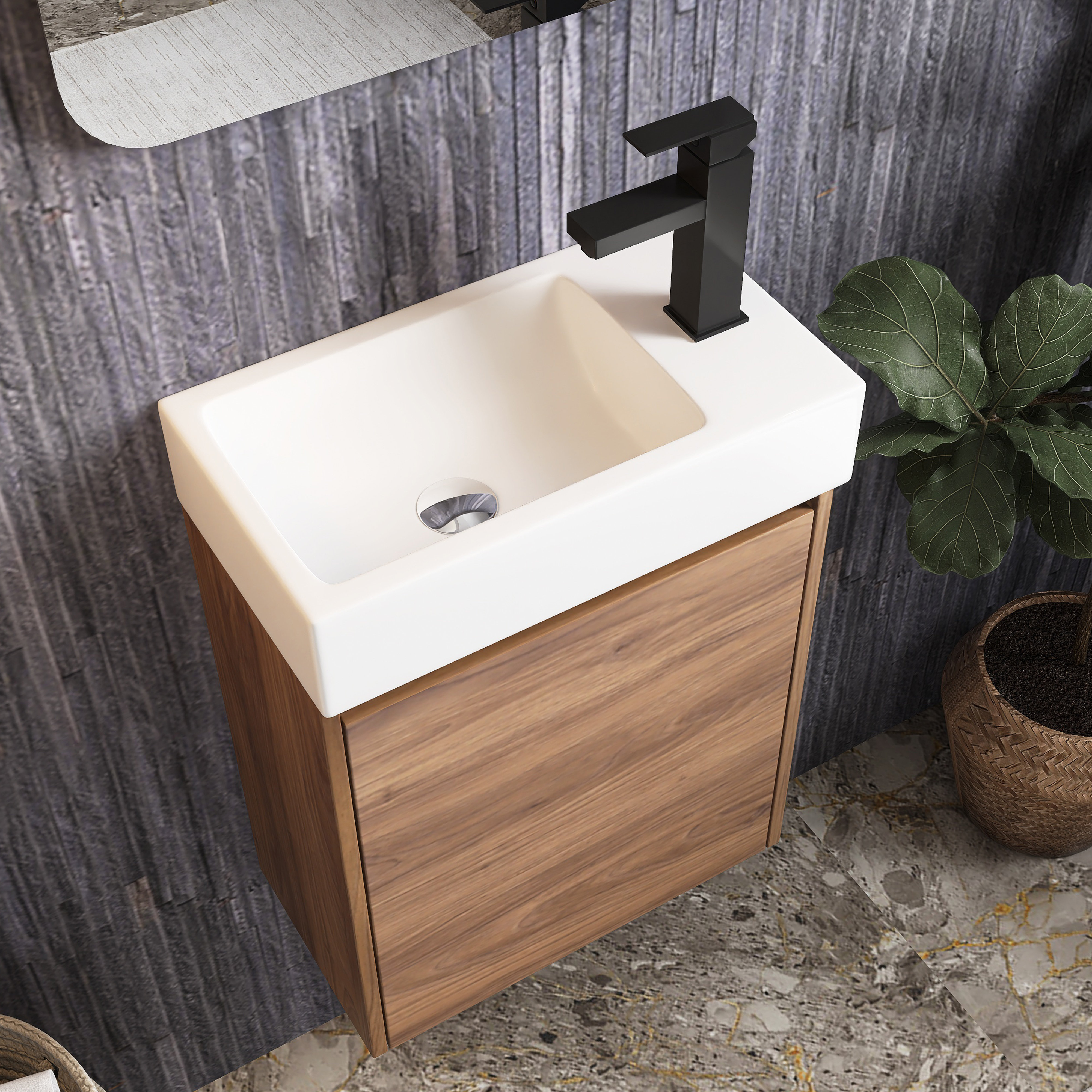 Ebern Designs Reyce 18" Single Sink Wall Mounted Bathroom Vanity with ...