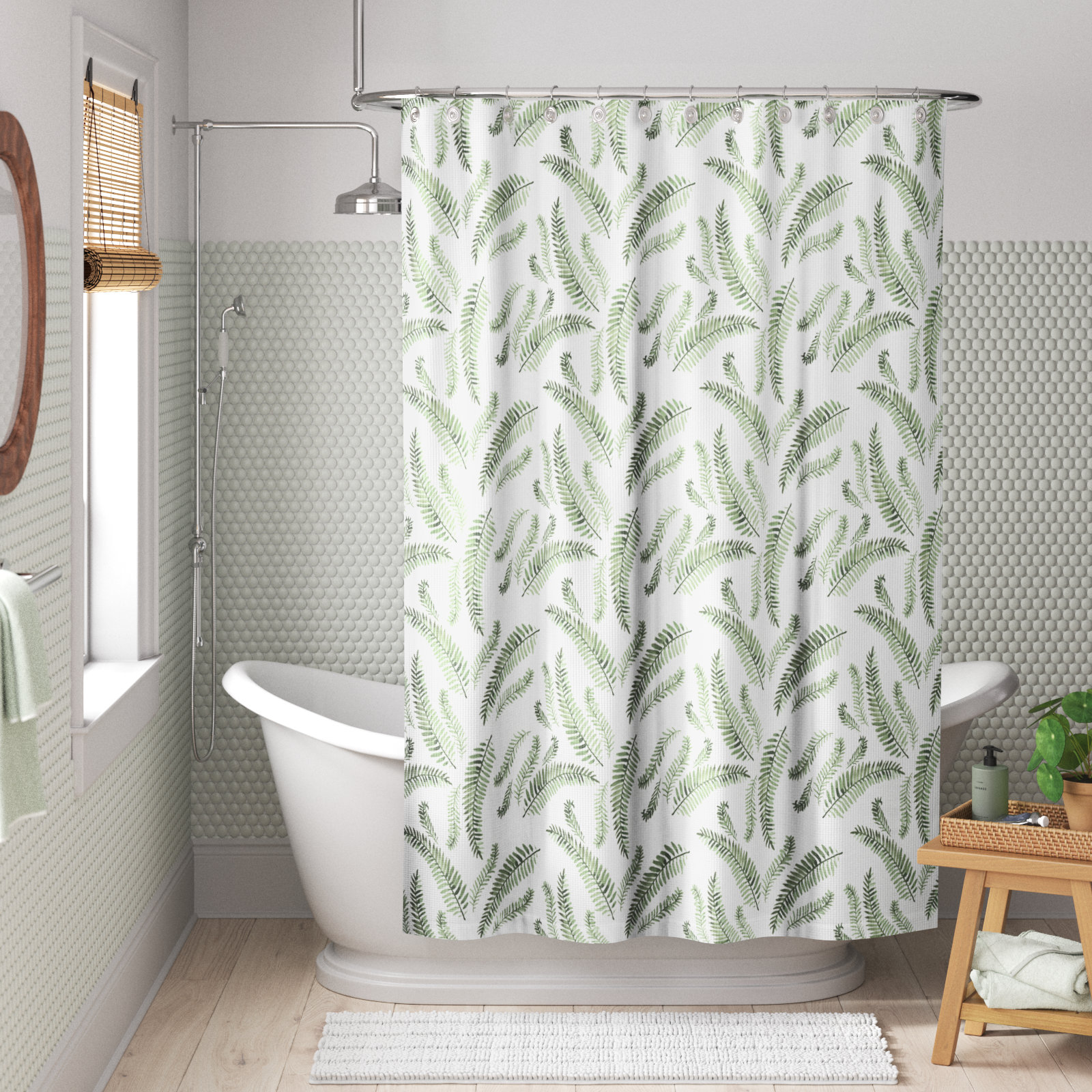 Beachcrest Home Towles Green Fern Pattern Shower Curtain - Wayfair Canada