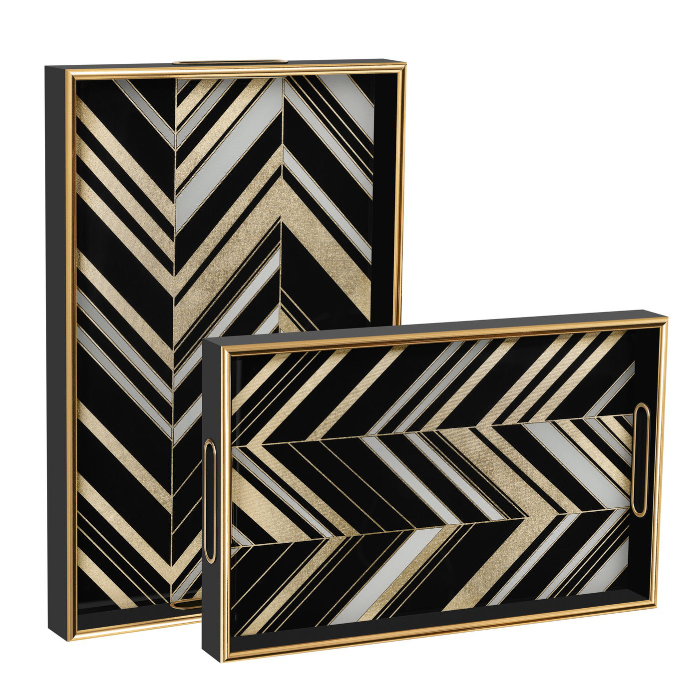Everly Quinn Savoy Black & Gold Art Deco Stackable Serving & Display ...