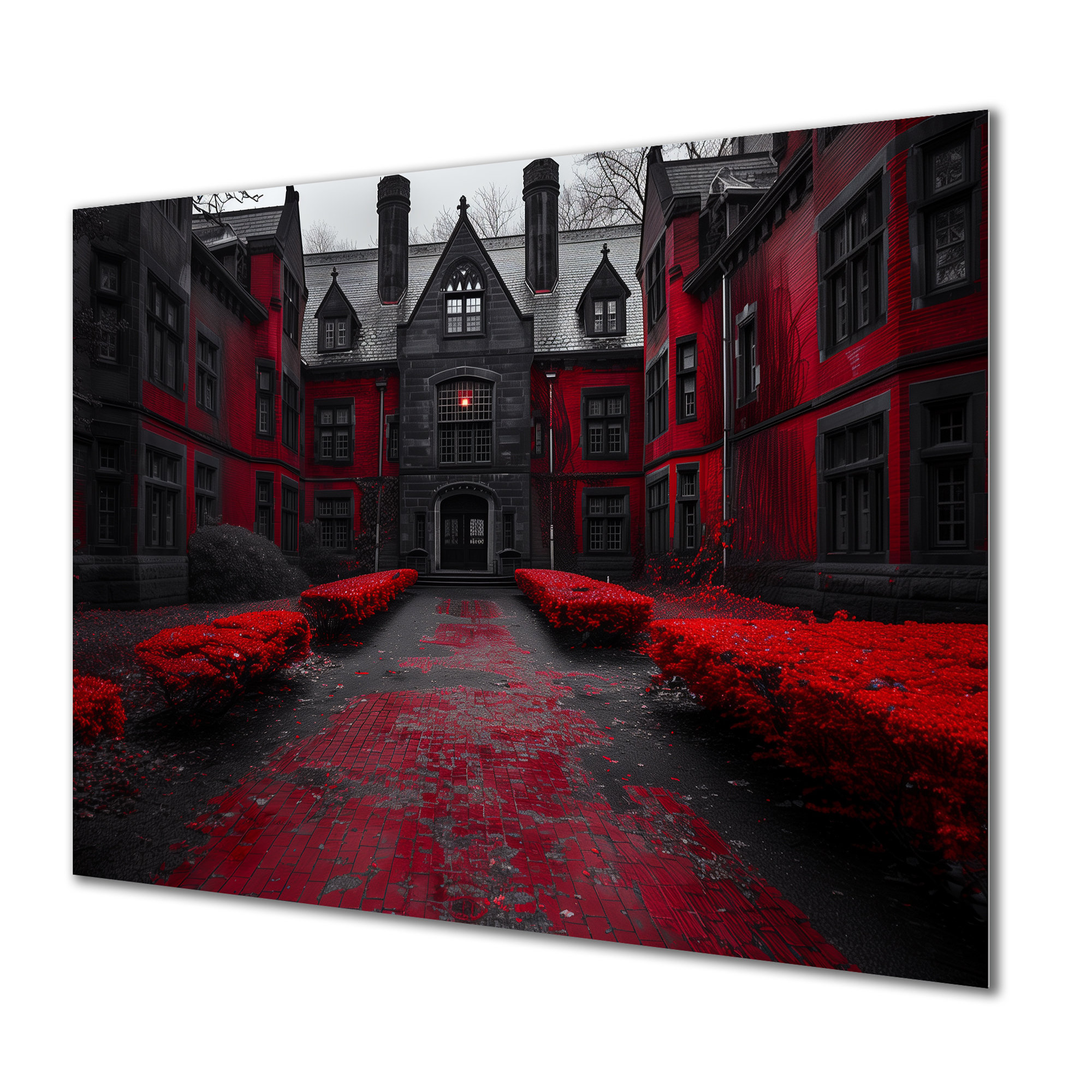 Winston Porter Monochrome Grey And Red University Building I - College ...