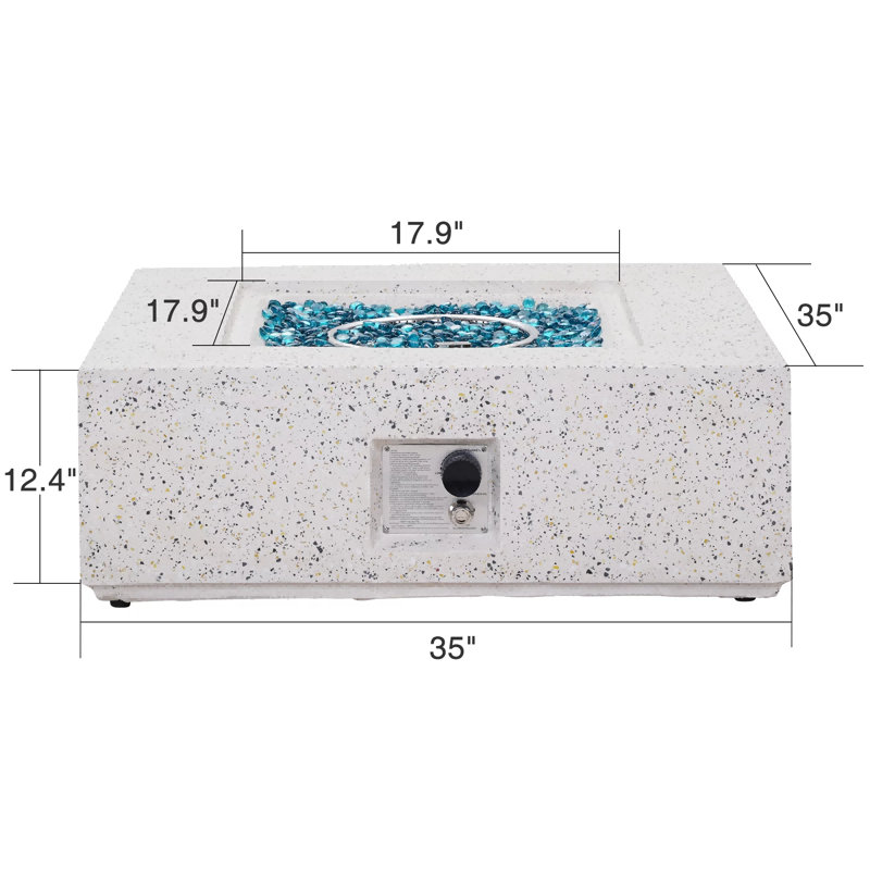 Brayden Studio® Alainie 35'' Square Outdoor Fire Pit Table with Glass ...