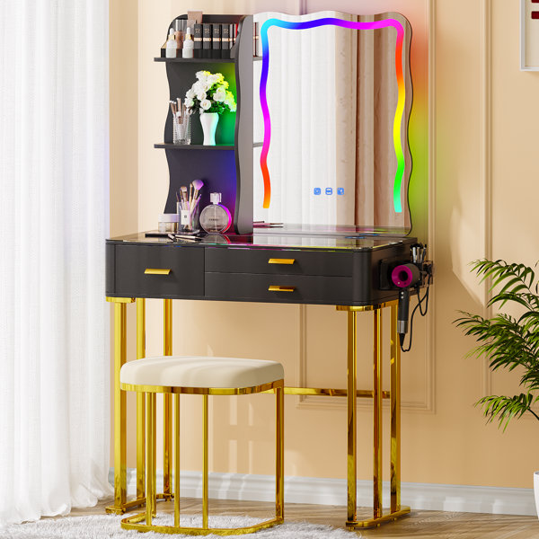 Brayden Studio Dressing Table with Mirror | Wayfair.co.uk