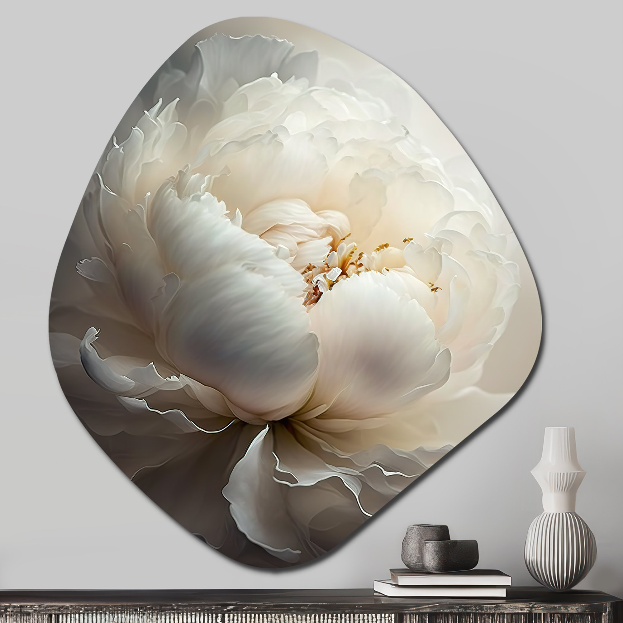 Design Art Peony Flower VII - Peonies Nebula Shape Asymmetric Metal ...
