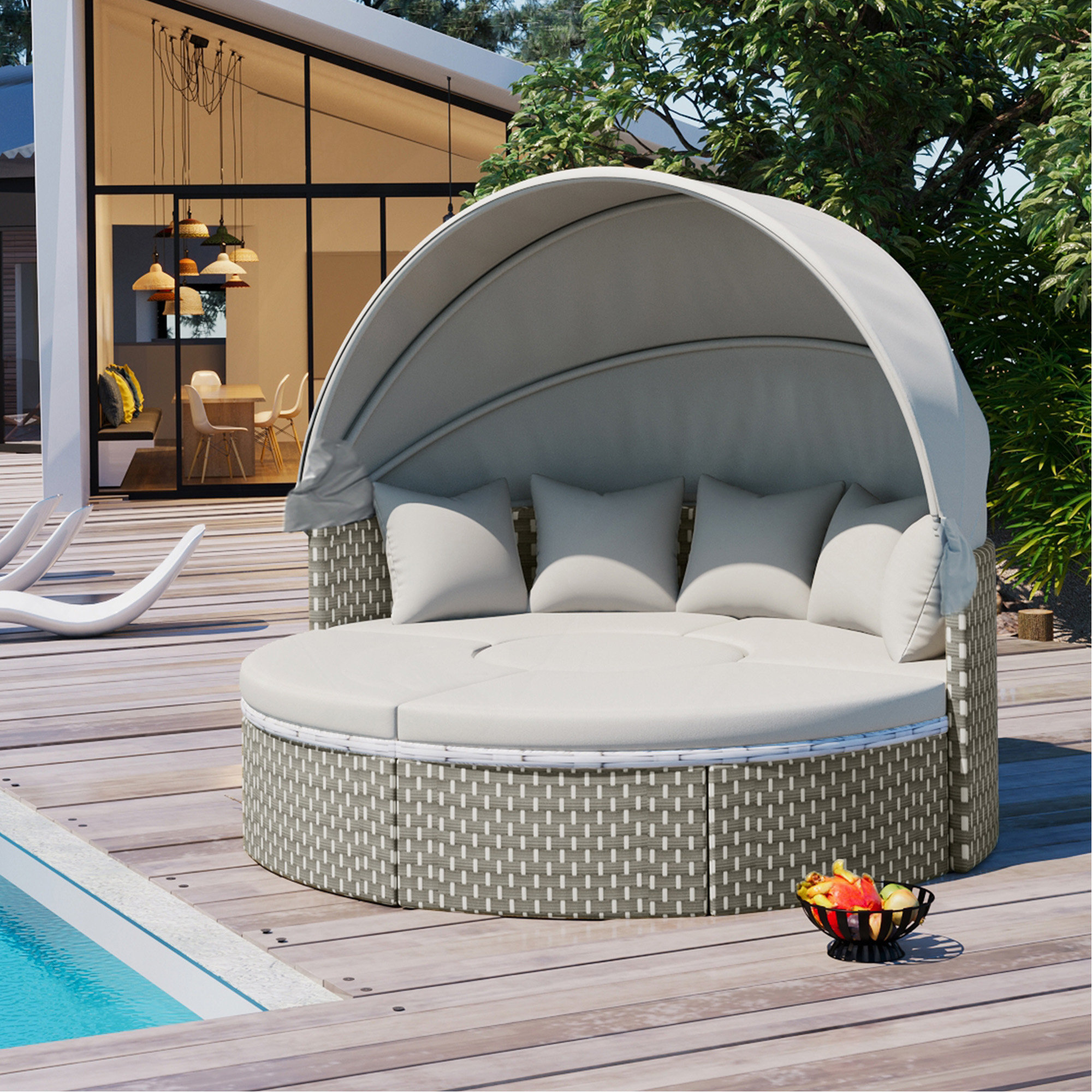Dakota Fields Outdoor Rattan Daybed With Versatile Features For ...