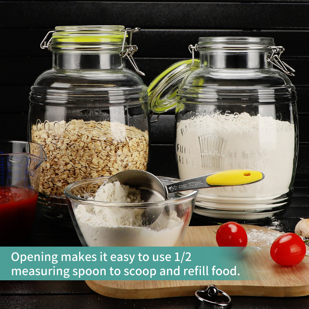 Syntic Vintage Barrel Style Glass Jars W Airtight Hinged Lids and Leak ...