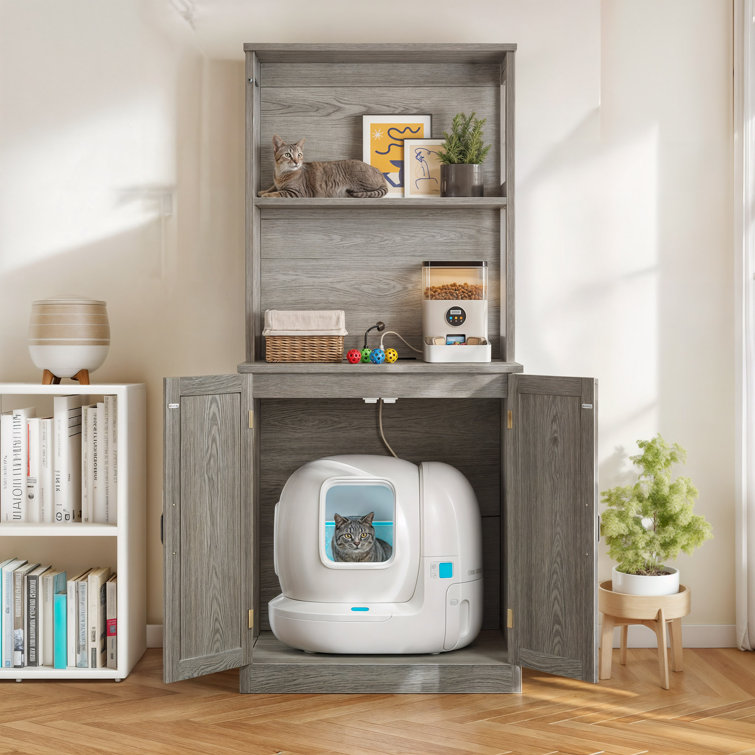 Archie & Oscar™ Alida Large Cat Litter Box Enclosure With Shelves And ...