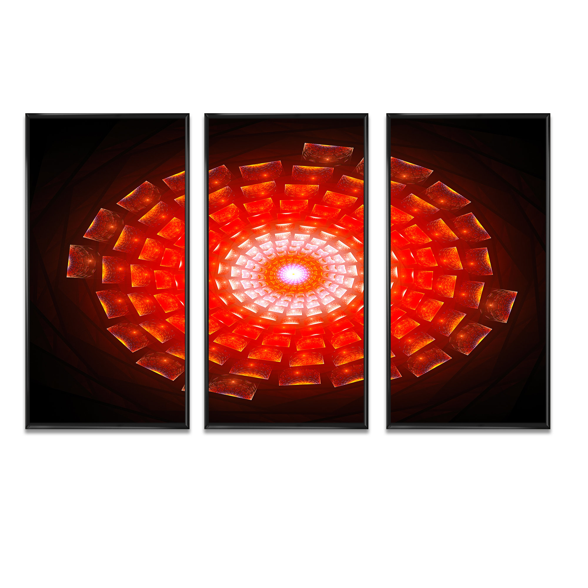 Wrought Studio Circular Vortex Broken Particles - Floral Framed Canvas ...