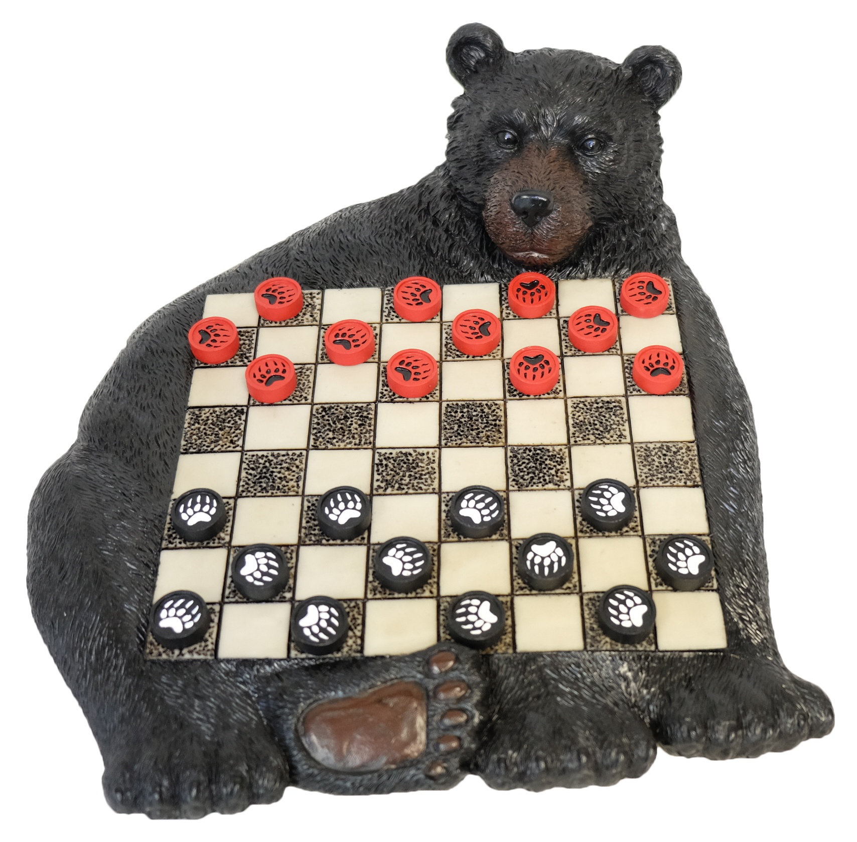 De Leon Collections Polyresin Whimsical Black Bear Checkers Board Game ...
