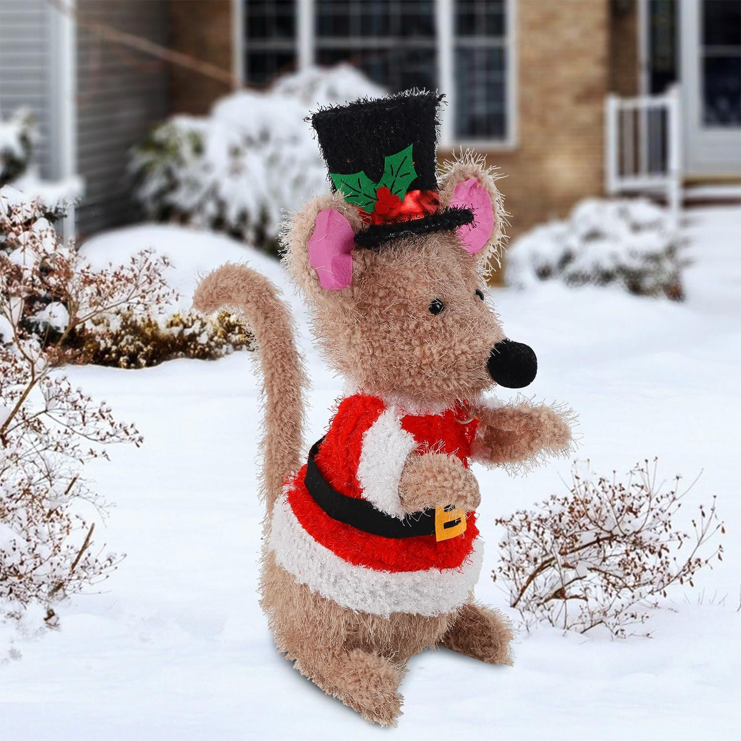 Astoria Grand Lighted Christmas Mice, Pre-Lit 3D Tinsel Mouse With Top ...