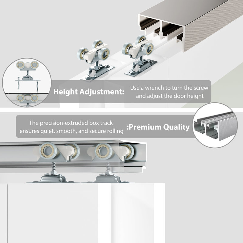 DOOOLI 2 MDF Interior Slab Doors With Aluminium Hardware Bypass Sliding ...