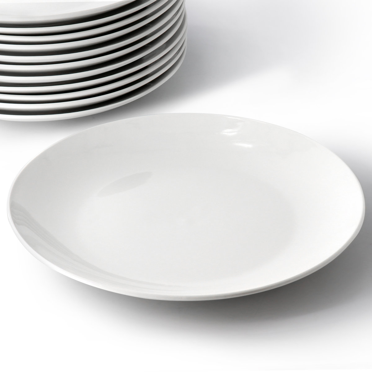 Latitude Run® Porcelain 12 Piece Large Round Dinner Plate Set in White ...