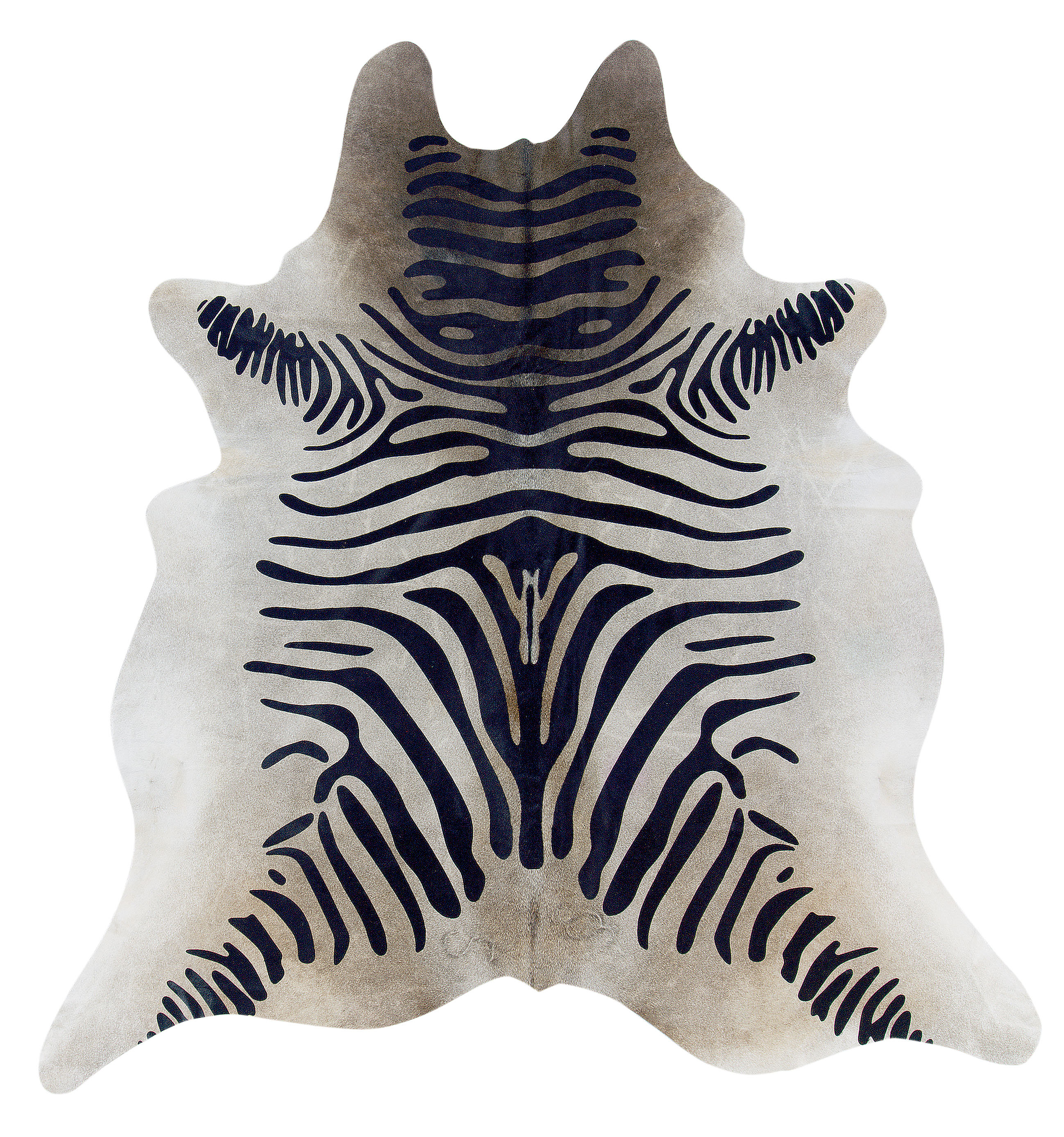Meridian Rugmakers Marsden Handmade Black Zebra Stencil Natural Cowhide ...