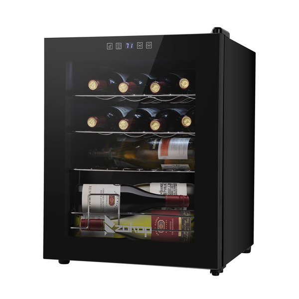 Winado 16.99'' 16 Bottle Single Zone Free-standing Wine Refrigerator ...