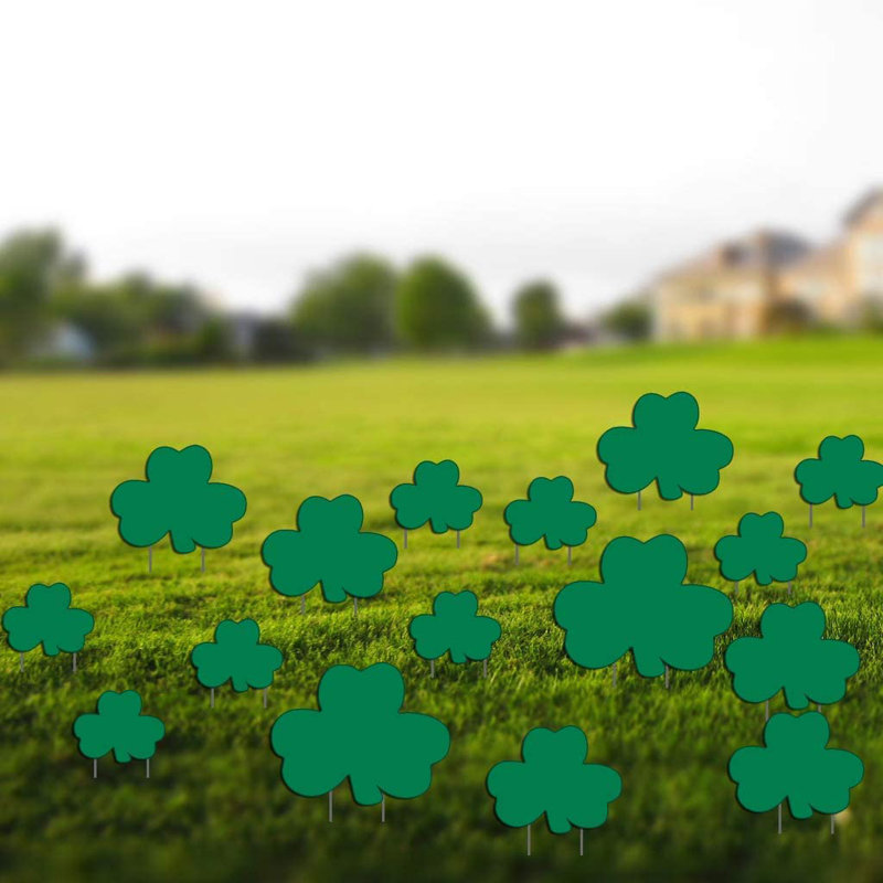 The Holiday Aisle® 16 Piece St. Patrick's Day Shamrock Garden Stake Set ...