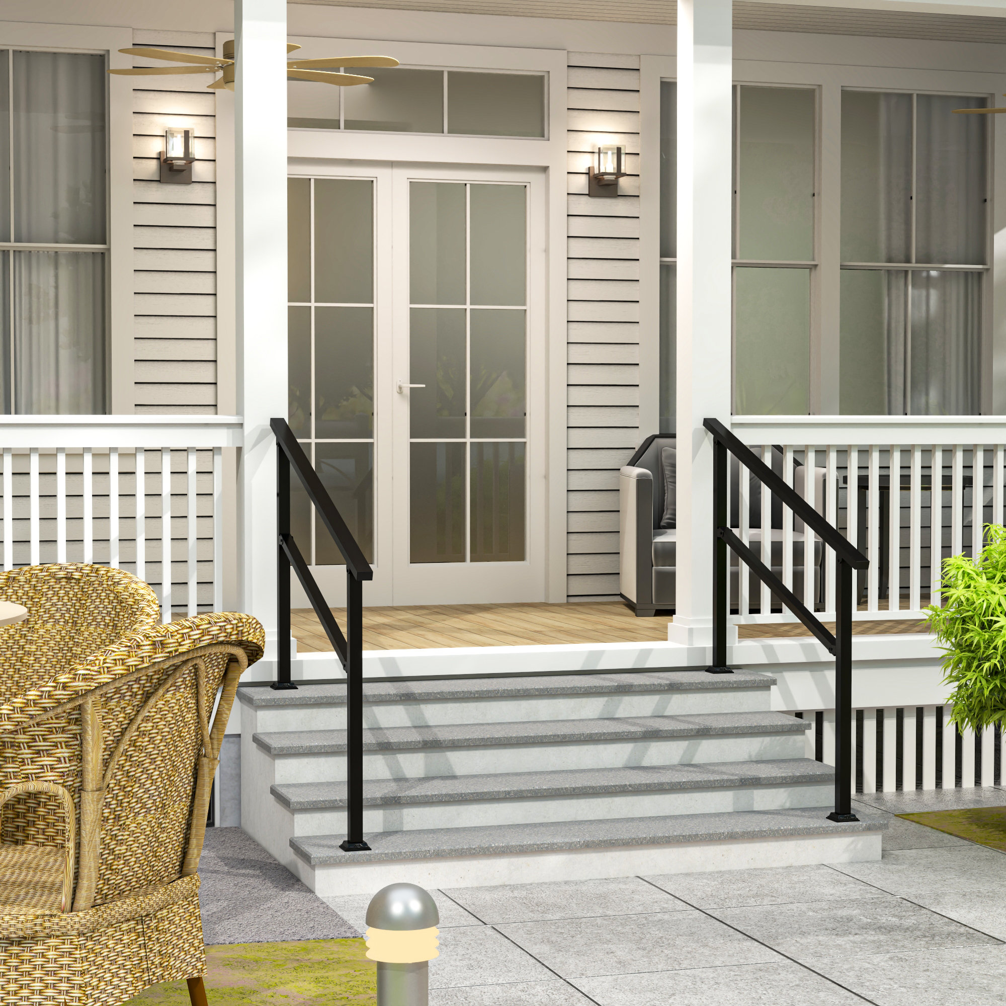 Morinome Set Of 2 Outdoor Metal Stair Railing - Wayfair Canada