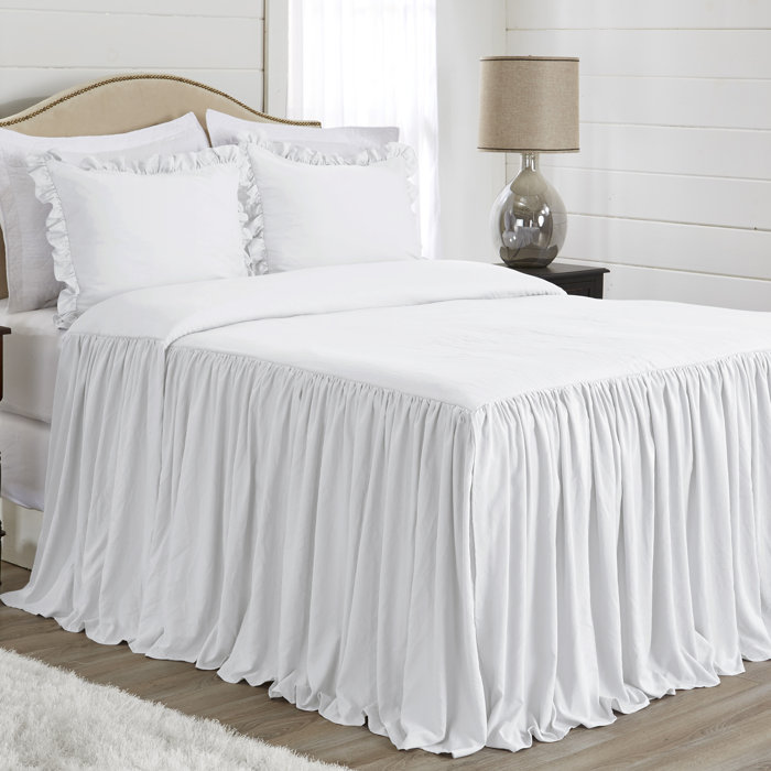 Sweet Jojo Designs Gathered Bedspread White Twill Comforter Set | Wayfair