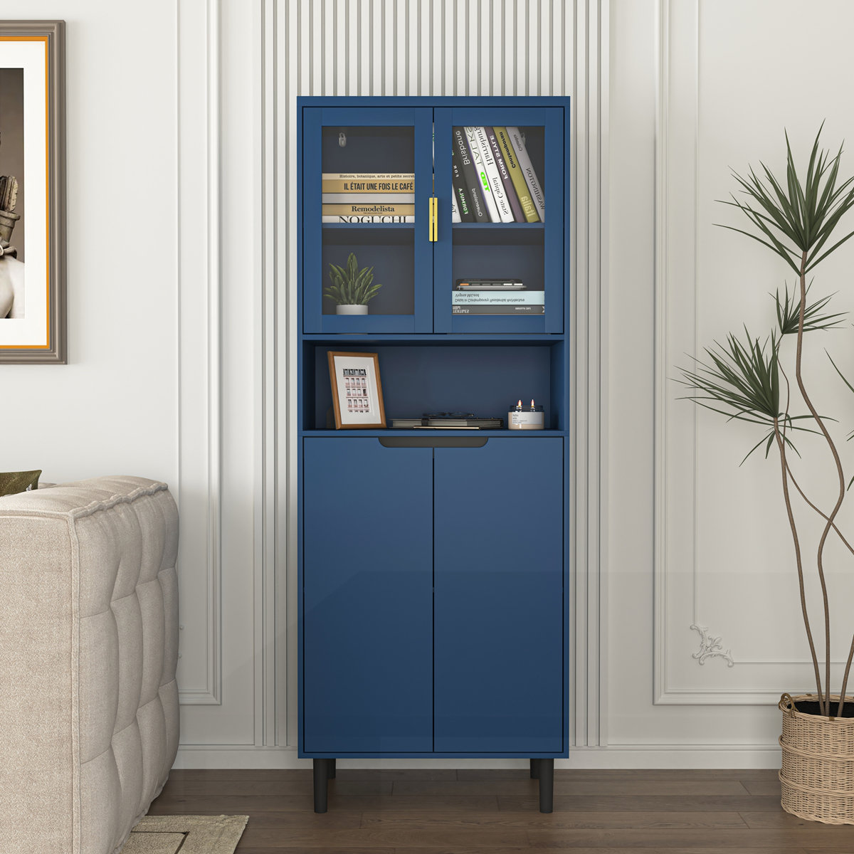 Latitude Run® Large Wooden Storage Cabinet Bookshelf | Wayfair