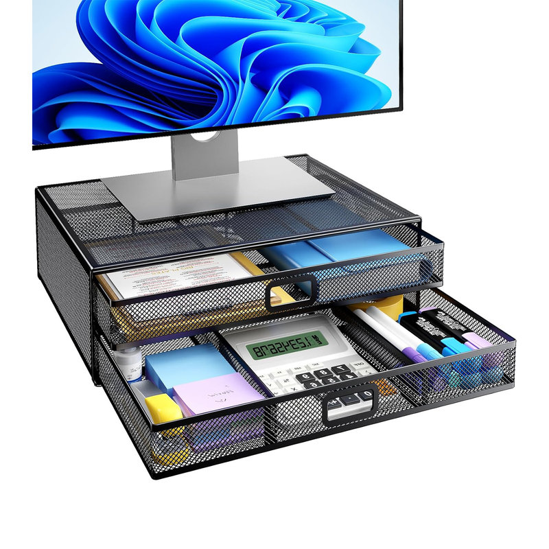 Rebrilliant Monitor Stand, Metal Monitor Riser with Drawer,Monitor ...
