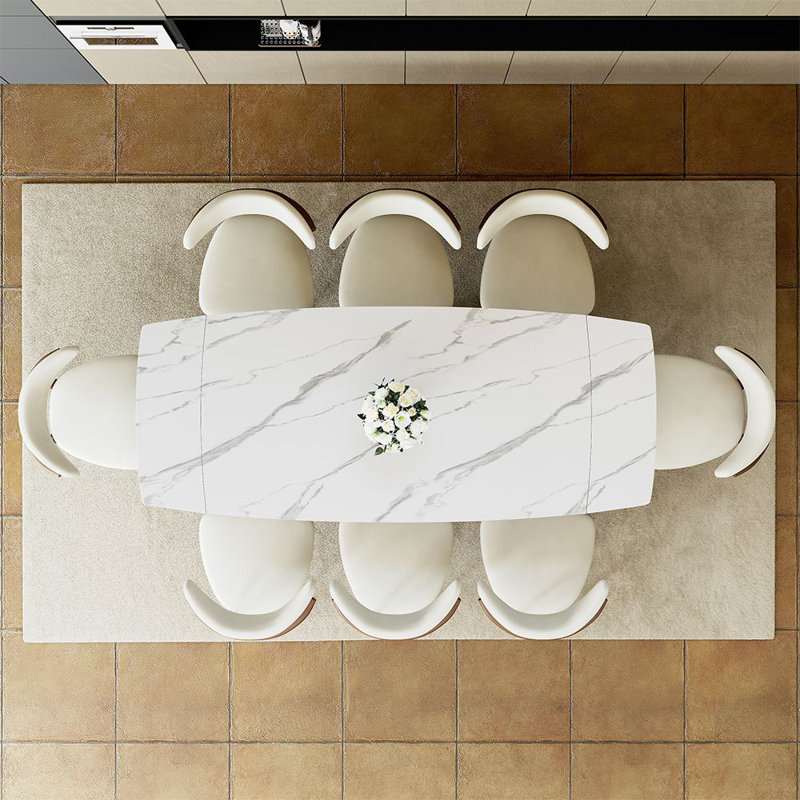 Everly Quinn 63-95"Extendable Modern Dining Table for 6-10, White ...