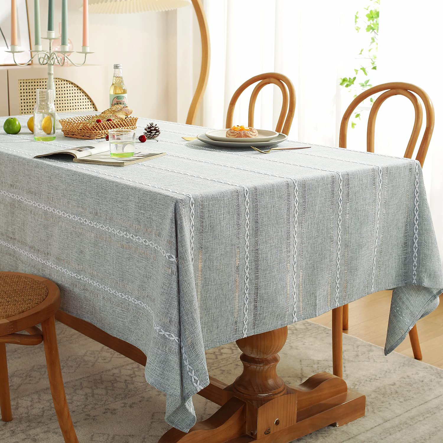 Foundry Select Farmhouse Style Linen Tablecloths, Wrinkle Resistant ...